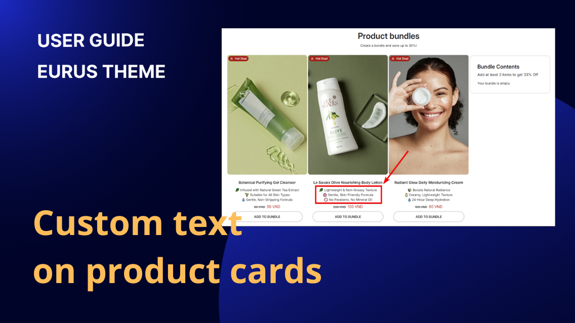 Custom text on product cards (Highlighted features) – Omni Themes ...